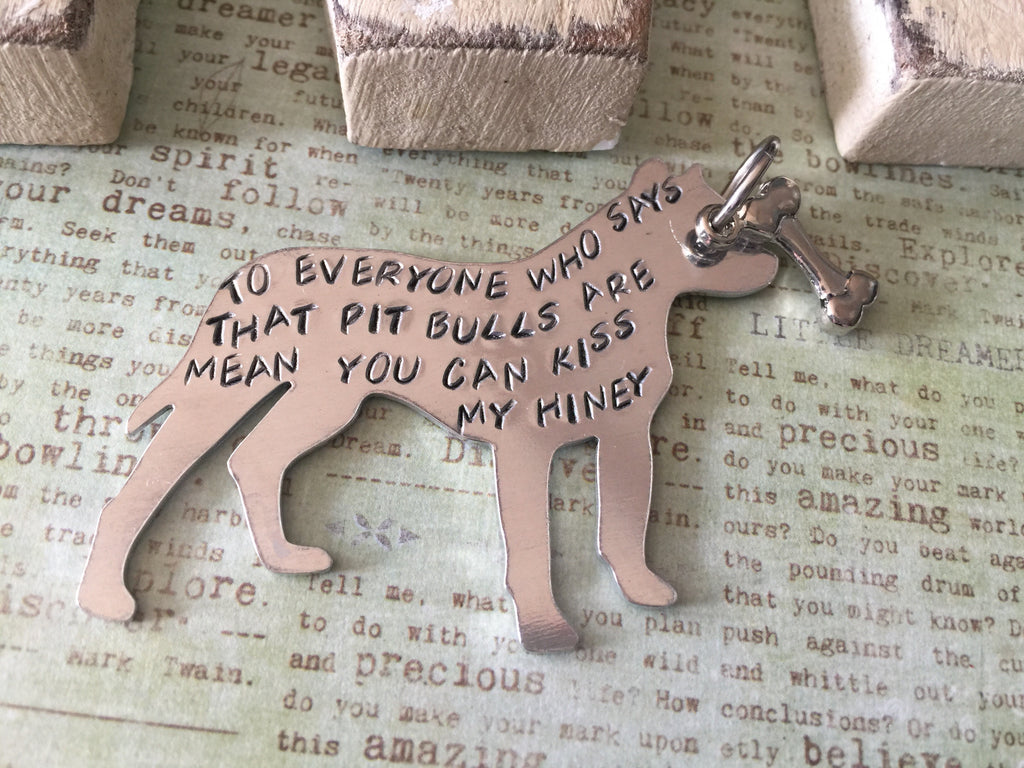 Hand-Stamped Aluminum Pit Bull Key Chain, Key Ring – Marilyn Moo ...